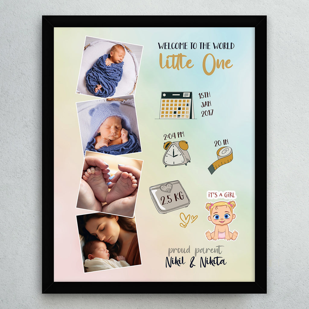 Announcement Layout Baby Birth Details Photo Collage | Personalized ...