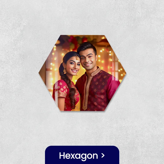 Personalized Acrylic-Hexagon-photo-frame | Doozypics – DoozyPics