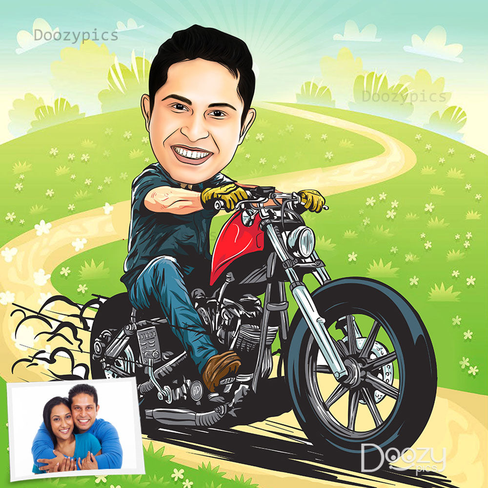 Bike Riding Caricature From your Favourite Photos. | Doozypics – DoozyPics